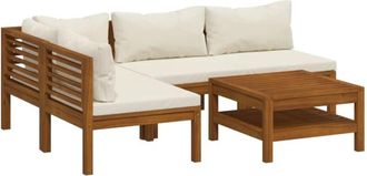 vidaXL vidaXL 5-tlg. Garten-Lounge-Set mit Creme Kissen Massivholz Akazie