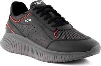 HUGO BOSS Herren Sneaker grau Glattleder