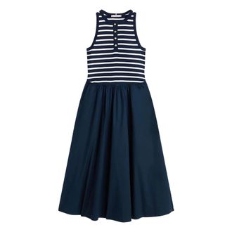Tommy Hilfiger Femme, Robes, Bleu, Taille: 40 FR Robe Maxi Sans Manches &agrave; Boutons Dor&eacute;s