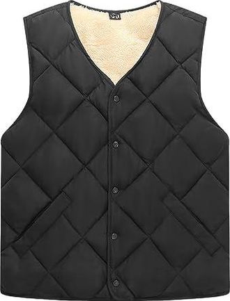 Minetom Veste sans Manches Homme en Hiver Gilet Doublure Polaire Padded Bodywarmer De Sport Doudoune Légère Manteau Epais Gilet De Plein Air avec Poches D Noi
