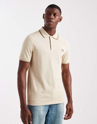 Fred Perry Polo avec double liseré - Crème-Blanc