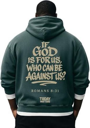 Generic Sweats &agrave; capuche chr&eacute;tiens pour hommes | If God Is For Us Who Can Be Against Us, sweats &agrave; capuche d&eacute;contract&eacute;s vintage &agrave; manches longues, pour les voy