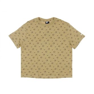 Nike Femme, Tops, Beige, Taille: 42 FR T-shirt Imprim&eacute; Boyfriend - Collection Streetwear