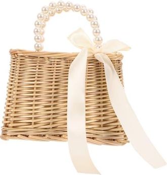 Holibanna Sac Bandoulière Paille Tressée Cabas De Plage Avec Anse Ornement Sac à Main Léger Pour Femme