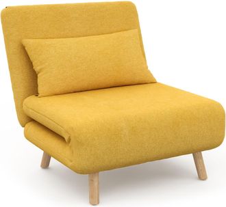 IDMarket Klappsessel Romeo Beistellbett 1 Platz 80x190 cm Stoff gelb
