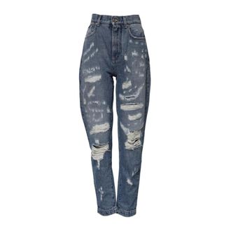 Dolce & Gabbana Zerrissene High-Waist-Denim-Jeans - - Jeans - Damen - Blau - XS