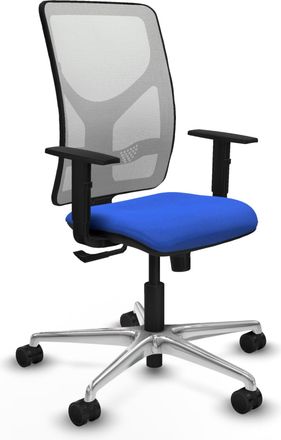 Piqueras y Crespo Hochlehner B&uuml;rostuhl mit 1D-Armlehnen, h&ouml;henverstellbare Lendenwirbelst&uuml;tze, ausgestattet mit 3 Positionen und Schneideschaum, Wei&szlig;/Blau