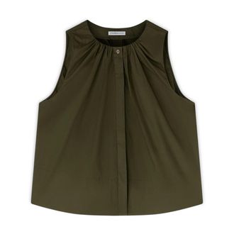 Motivi Popeline-Bluse mit Drapierung - - Tops - Damen - Gr&uuml;n - XS