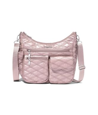 Baggallini Damen Umhängetasche, 27,9 X 22,9 X 11,4 cm, RFID-hobo-Tasche Modern Everywhere Bag, Rose Metallic Quilt