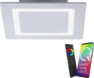 Paul Neuhaus LED Deckenleuchte, Smart Home, RGB+W, quadratisch, Aluminium, IP20, Innenbeleuchtung, dimmbar, inkl. Fernbedienung