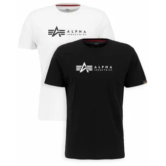 Alpha Industries Alpha Industries Alpha Label T 2 Pack T-Shirt für Herren Black/White