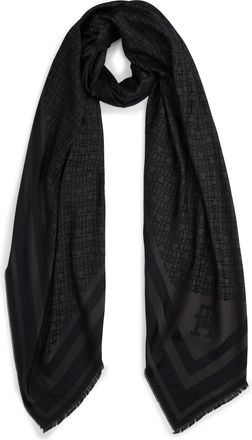 Tommy Hilfiger Modeschal TOMMY HILFIGER TH MONOGRAM, Herren, schwarz, Materialmix, Modet&uuml;cher