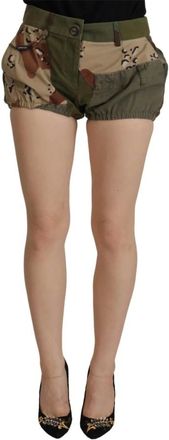 Dolce & Gabbana Femme, Shorts, Vert, Taille: 36 FR Camouflage Patchwork Army Green Shorts
