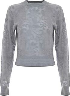 Kocca Maillot avec transparence et broderie florale femme, fantaisie m&eacute;lange, col rond, manches longues, mod&egrave;le A25PMA7289ABUN000, gris, XL