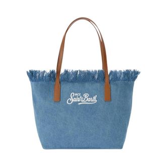 MC2 Saint Barth Femme, Sacs, Bleu, Taille: ONE Size City Bag Mid Fringe Sangallo Deni Sac bandouli&egrave;re
