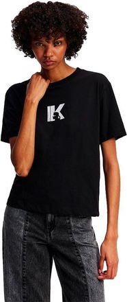 Karl Lagerfeld Karl Lagerfeld Jeans, Damen, Regular Kurzarm T-Shirt Mit K-Logo, Normale Passform, Schwarz, L