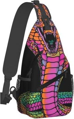 Generic Multifonction Sacoche Bandouliere Art r&eacute;tro ann&eacute;es 70-80 du serpent royal color&eacute; Sacs Poitrine R&eacute;glable Sac Poitrine pour Camping Homme Femme