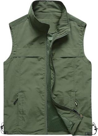Generic Gilet &agrave; fermeture &eacute;clair pour homme avec poches zipp&eacute;es, col montant fin, gilet softshell minimaliste, l&eacute;ger, tendance et respirant, couleur unie, gil
