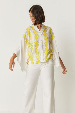 SKFK Damen vegan Shirt Doltza Wei&Atilde;Y/Gelb