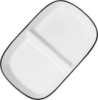 Generic Teller mit 2 Fächern Porzellan, Salatteller Snack Teller Geteilt Essteller Modern, Geteilte Teller für Diet, Portion Teller Erwachsene