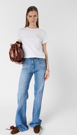 Gerard Darel T-shirt en coton &agrave; blason brod&eacute; - MELIA - Blanc