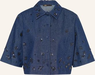 Maje Jeansbluse Mit 3/4-Arm Und Pailletten blau