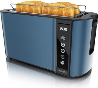 Arendo Edelstahl Toaster Langschlitz 4 Scheiben- Touchscreen - Doppelwandgehäuse - Integrierter Brötchenaufsatz - 7 Bräunungsgrade - Brotzentrierung - Restze