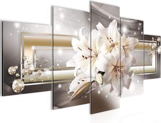 Runa Art Bilder Blumen Lilien 200 x 100 cm 5 Teilig XXL Wanddekoration Design Beige Braun 021751a