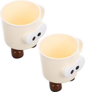 NUOBESTY 2 St&uuml;ck Pack Zahnb&uuml;rstenbecher aus Kunststoff mit Gro&szlig;em Fassungsverm&ouml;gen Cartoon Motiv und Griff Mundsp&uuml;lbecher f&uuml;r Kleinkinder Bruchsicher Badezimme