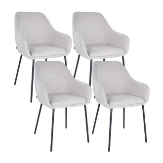 Kick Collection 4er Set Esszimmerst&uuml;hl Guus - Grau - Modern und Hochwertig - Strukturierter Stoff en Metall - Erh&auml;ltlich in vielen Farben