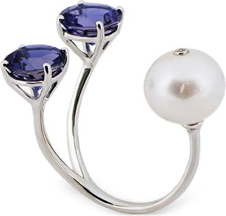 Stéfère 18kt Torri Weißgoldring mit Schmuckstein - Silber