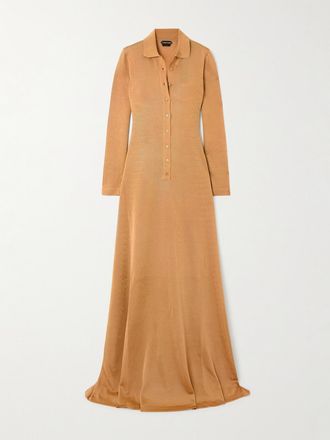 Tom Ford Maxikleid Aus Strick - Gold
