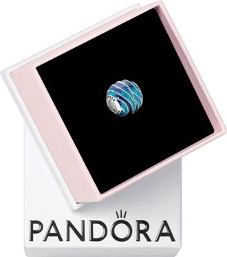 Pandora Charm Blaue Wirbel Silber Emaille blau 797012ENMX