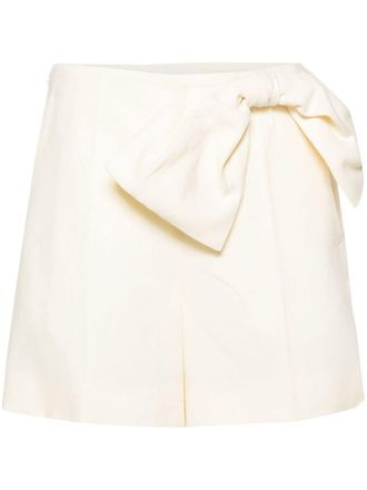 Chlo&eacute; Shorts aus Leinen mit Schleife - Nude