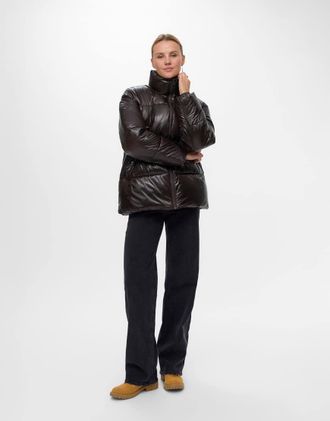 Vero Moda Sabrina veste courte &agrave; pression marron