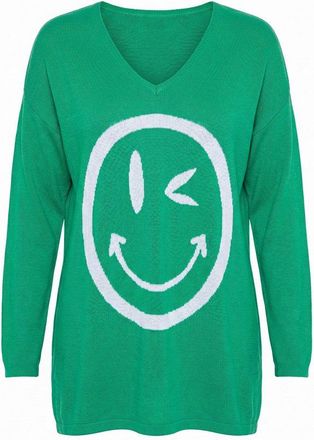 Miamoda Strickpullover Pullover bequeme Passform gro&szlig;er Smiley