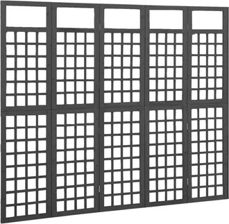 vidaXL Spalier/Paravent 5-teilig Massivholz Tanne Schwarz 201,5x180 cm Vidaxl