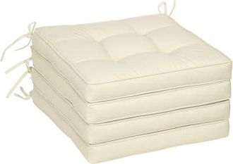 OUTSUNNY Lot de 4 coussins de chaise de jardin avec attaches 42 x 42 cm Blanc crème