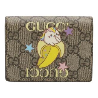 Gucci Pre-owned GG Supreme Card Case Wallet Beige Yellow - Femme - Pre-owned - Beige - Taille: ONE Size
