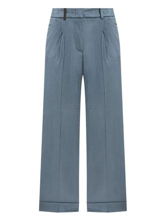 PESERICO pantalon &agrave; ourlet pliss&eacute; - Bleu