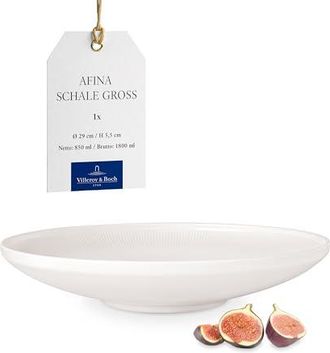 Villeroy & Boch Afina Suppenteller Groß Weiß, Spülmaschinenfest, Mikrowellensicher, Teller, Geschirr Keramik, große Bowl Stapelbar für Salate und Pasta, Premium Porze