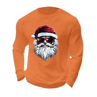 Generic Chemises et pulls de Noël pour homme avec imprimé Père Noël, sweatshirts à manches longues, col rond, hauts dautomne tendance, t-shirts décontractés p