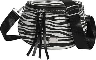 Generic Sac &agrave; bandouli&egrave;re en cuir synth&eacute;tique imprim&eacute; l&eacute;opard z&eacute;br&eacute; pour femme, travail, shopping, voyage, quotidien, Noir, 400.00x250.00x150.00mm/15.75x9.84x