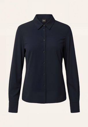 HUGO BOSS Casual Bluse Bronta_Tuesday Extra-Slim Fit blau