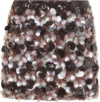 P.A.R.O.S.H. P.a.r.o.s.h., Femme, Jupes, Brun, Taille: 36 FR Mini-jupe &agrave; sequins