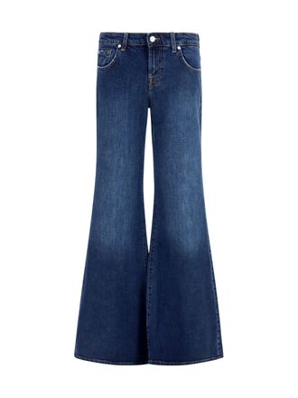 7 For All Mankind Womens Jeans Low-Rise Flared Indiglow Cotton