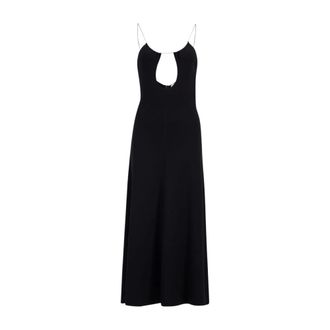 Saint Laurent Schwarzes R&uuml;ckenfreies Midi-Kleid mit Cut-Out - - Dresses - Damen - Schwarzk - M