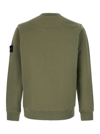 Stone Island Mens Crewneck Sweatshirt Green Cotton Sweatshirts Sweater