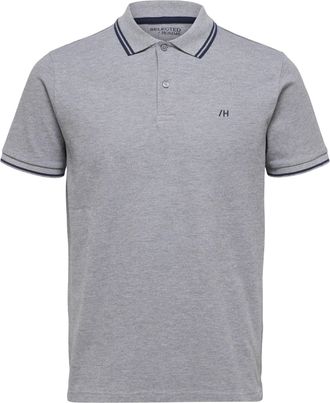 Selected Selected Homme Slhdante Sport Ss Polo Noos, Herren Poloshirt mit kurzen Ärmeln, 100% Baumwolle, Viertelknopfleiste & gesticktem Brustlogo, Medium Grey
