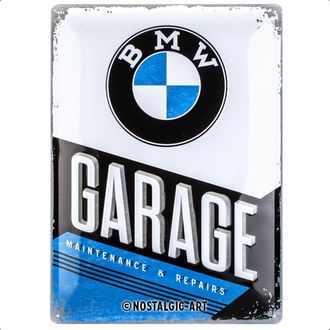 Nostalgic Art Retro Blechschild, 30 x 40 cm, BMW - Garage - Geschenk-Idee für BMW Accessoires Fans, Original Lizenzprodukt (OLP), aus Metall, Vintage Design, Blechs